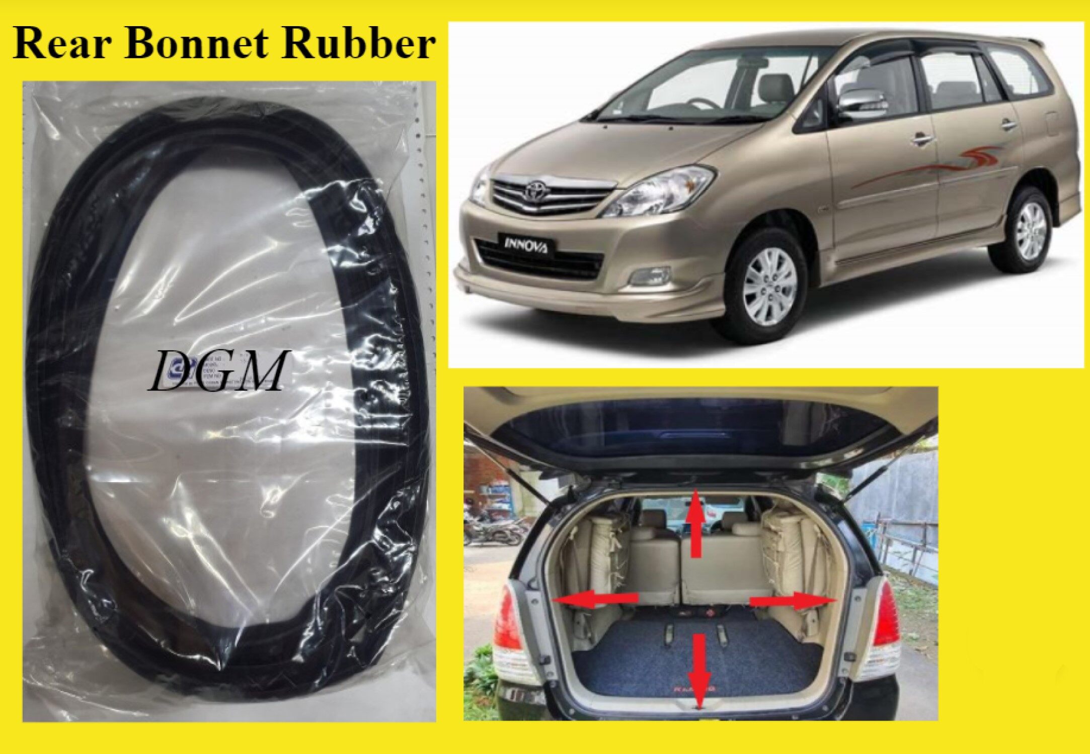 Toyota Innova 2005-2013Y Rear Bonnet Rubber / Trunk Lid Boot Rubber ...