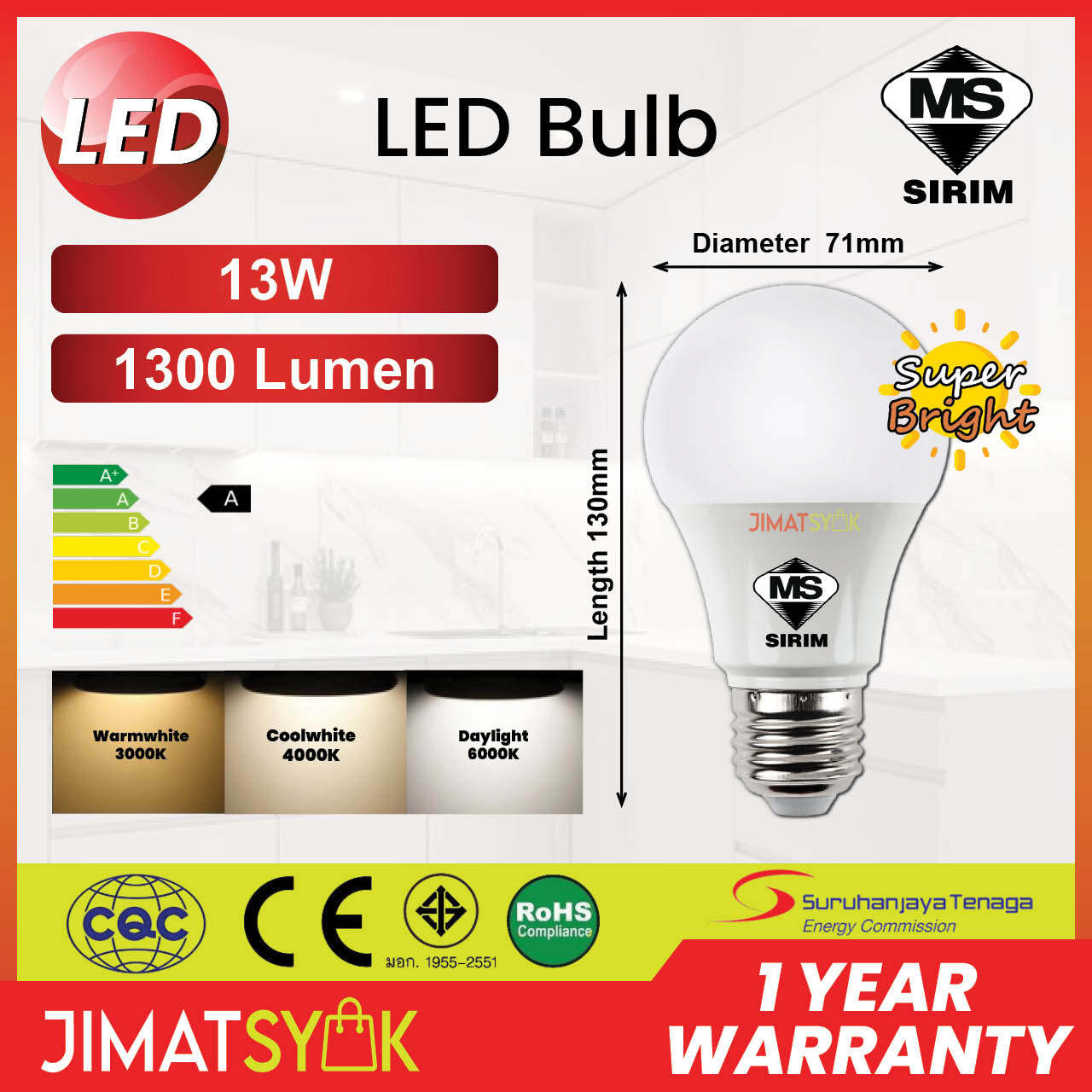 LED BULB E27 A60 A70 LED 6W 10W 13W NonSirim 5W 10W 15W LED Bulb ...