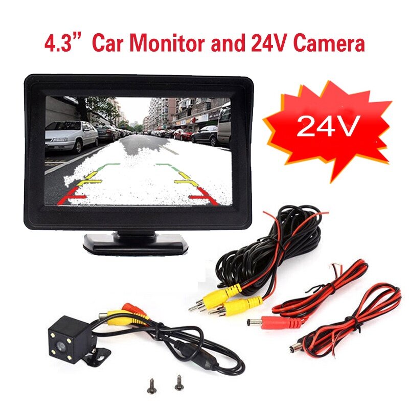 12V-24V 4.3'' inch TFT LCD Car Monitor HD Display Rear View Backup ...
