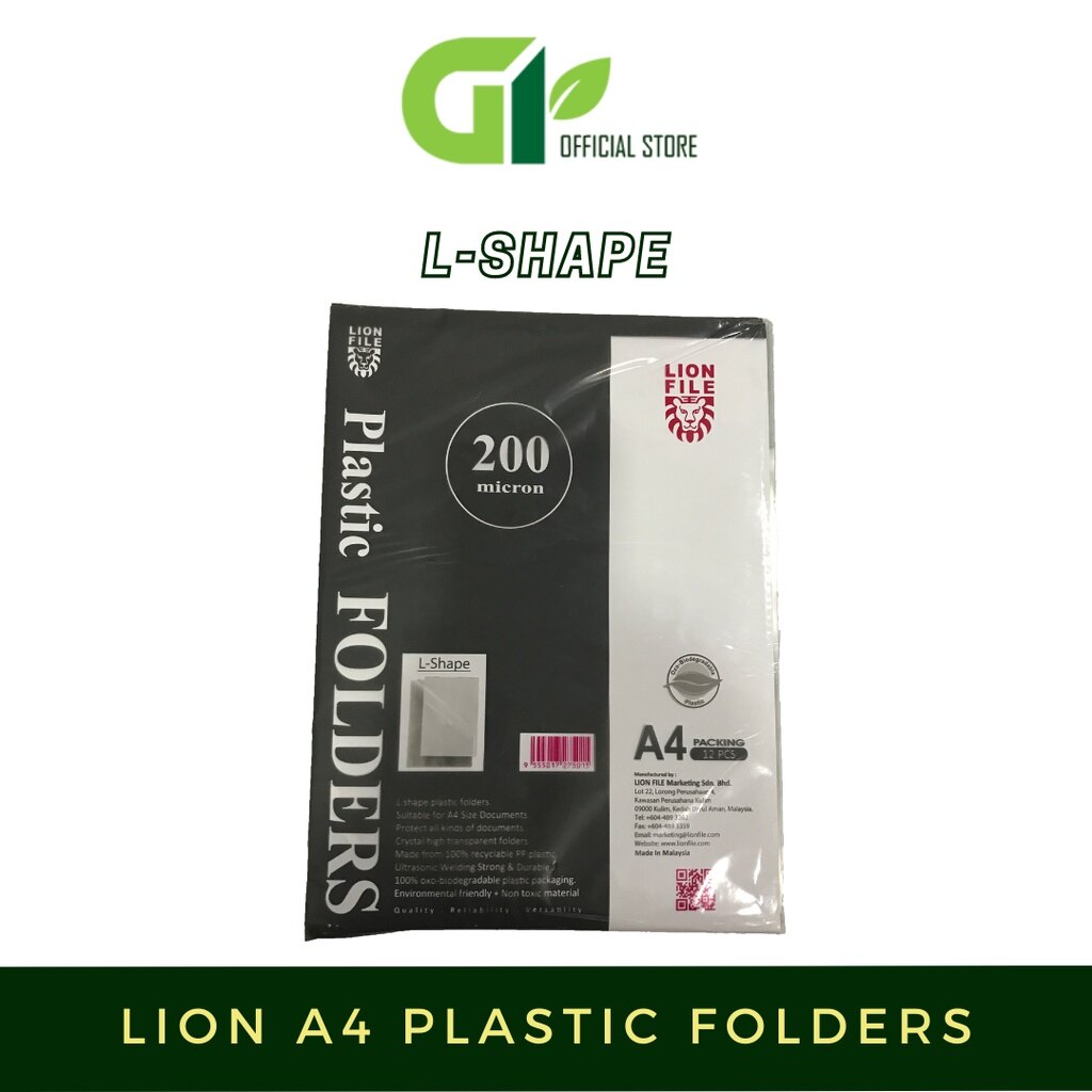 [GY Office] Lion A4 L-Shape Plastic Folders | Lazada
