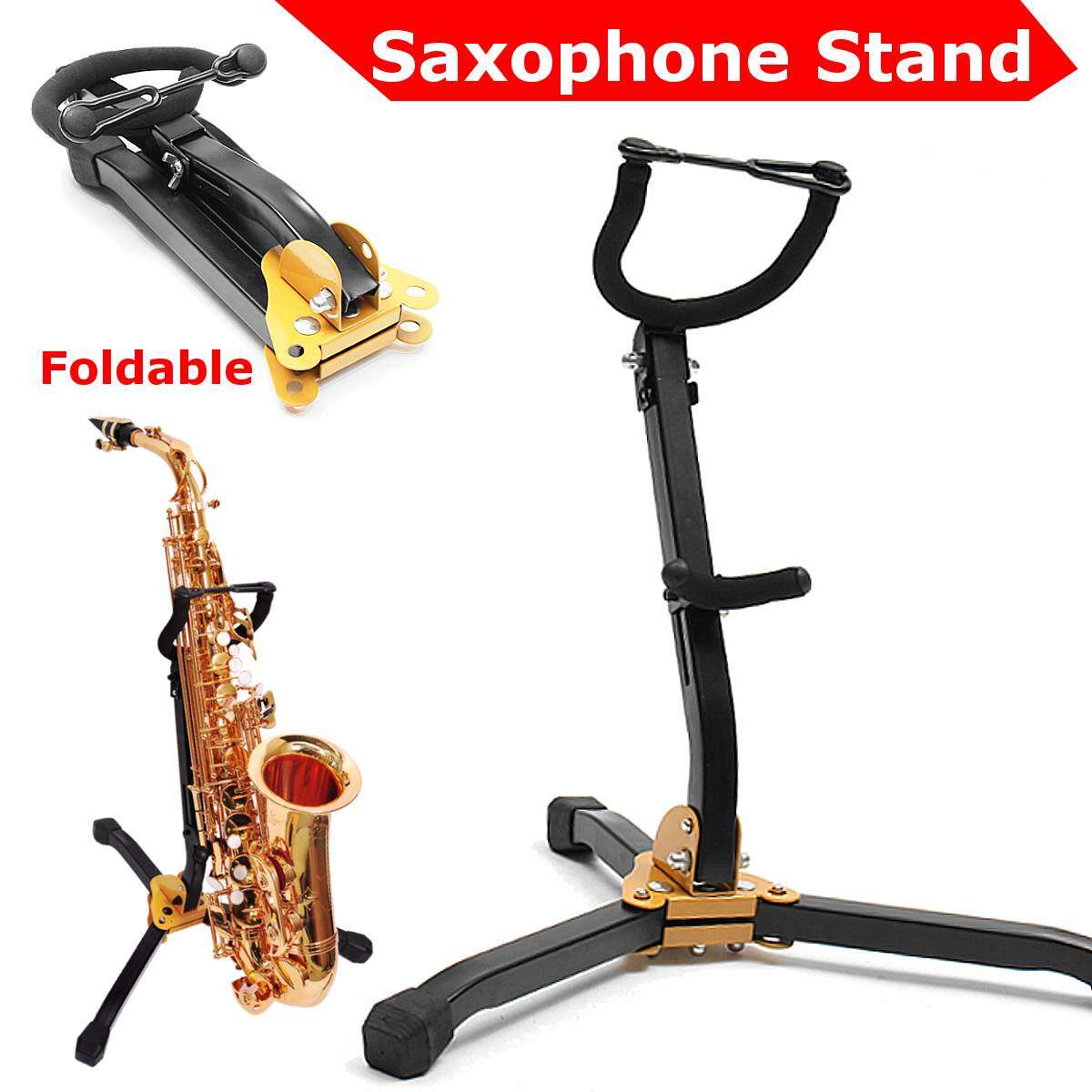แบบพกพา Tenor Saxophone Stand อัลโตแซกโซโฟนพื้นโลหะขาตั้งที่วางโทรศัพท์ ...