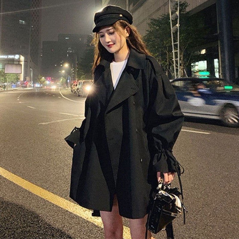 MBeauty T Rench Coat สำหรับผู้หญิงบางสีทึบ T Rench Coat หลวม Drawstring ...