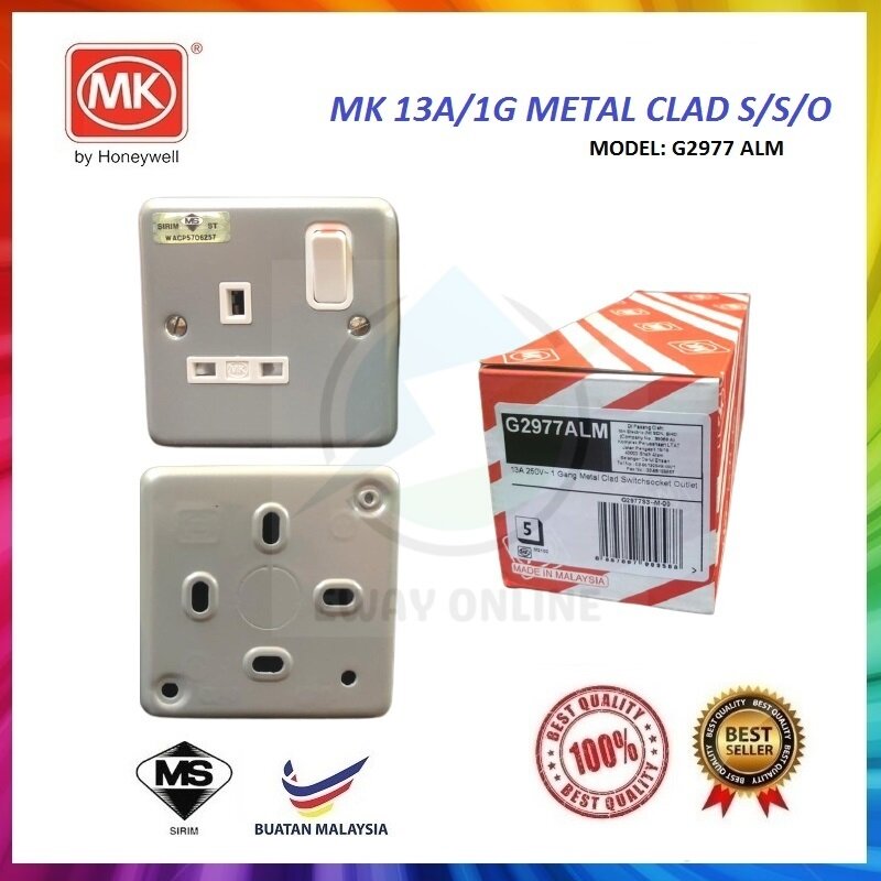 MK 13A 1 Gang Metal Clad Switch Socket (G2977ALM) | Lazada