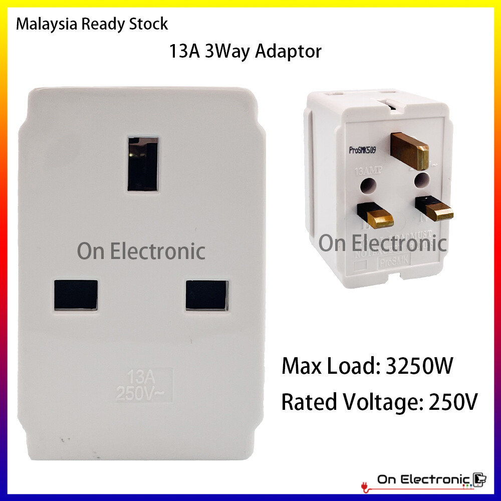 13A 3Ways 3Pin Socket Plug Switch Adaptor 250V | Lazada