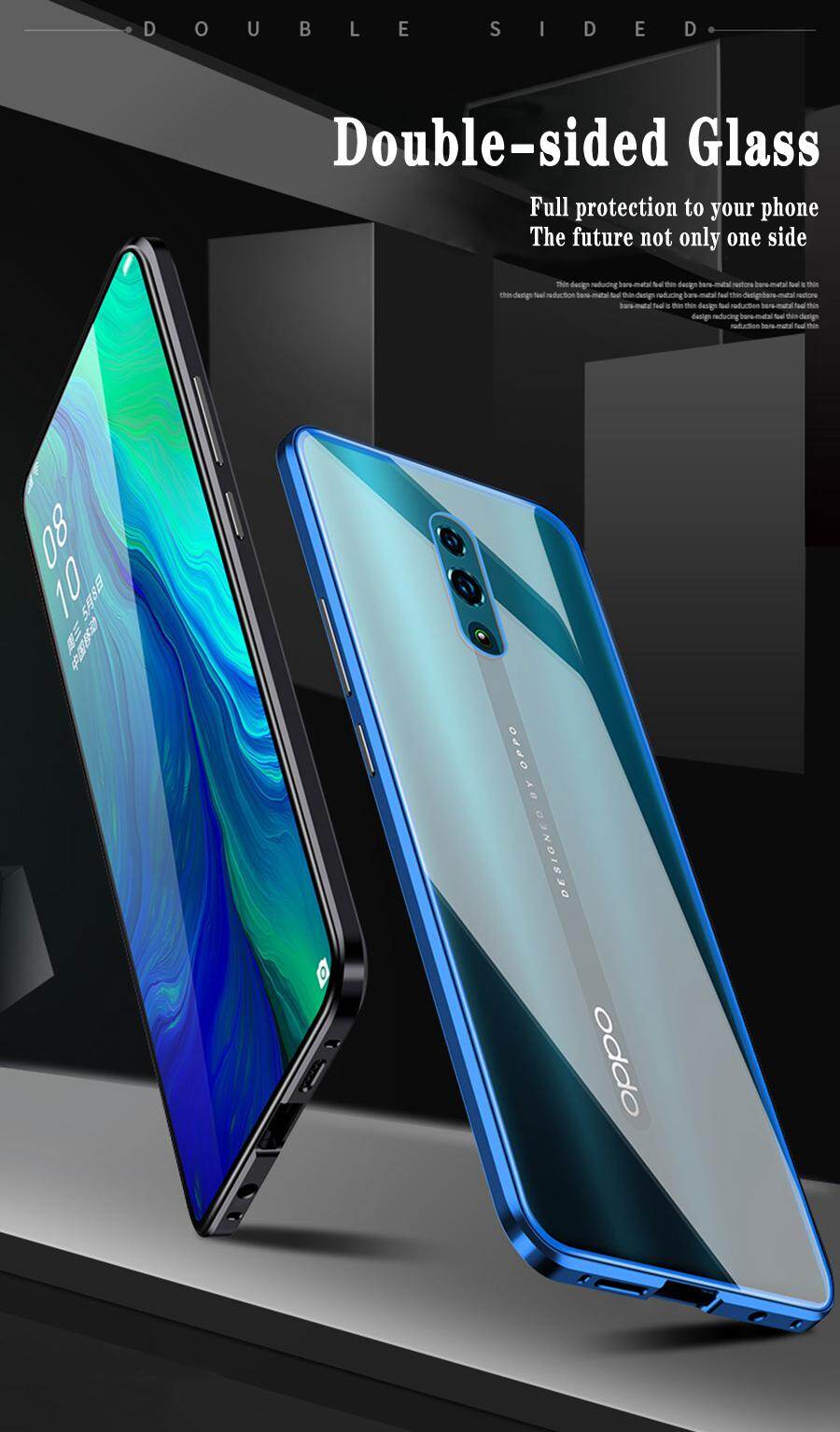 สำหรับ OPPO Realme 6i VIVO Y50/Y30 Luxury Double-กระจกด้านข้างโลหะการ ...