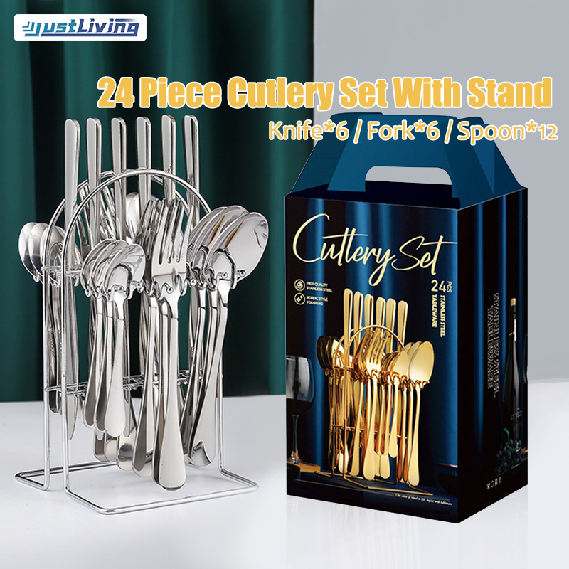 JustLiving 24 Piece Cutlery Set Gift Box Silverware Flatware Cutlery ...