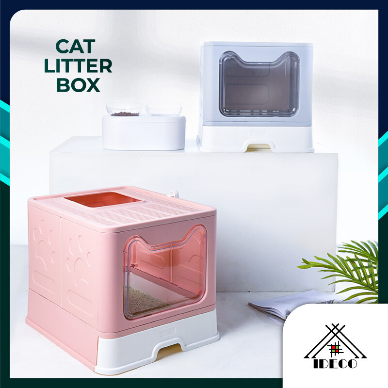iDECO Foldable Cat Litter Box Portable Litter Box Cat Toilet Tempat ...