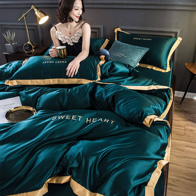 Mercury Home Textiles ชุดผ้าปูที่นอน ชุดเครื่องนอน ผ้าปูที่นอน ผ้าไหมซา ...