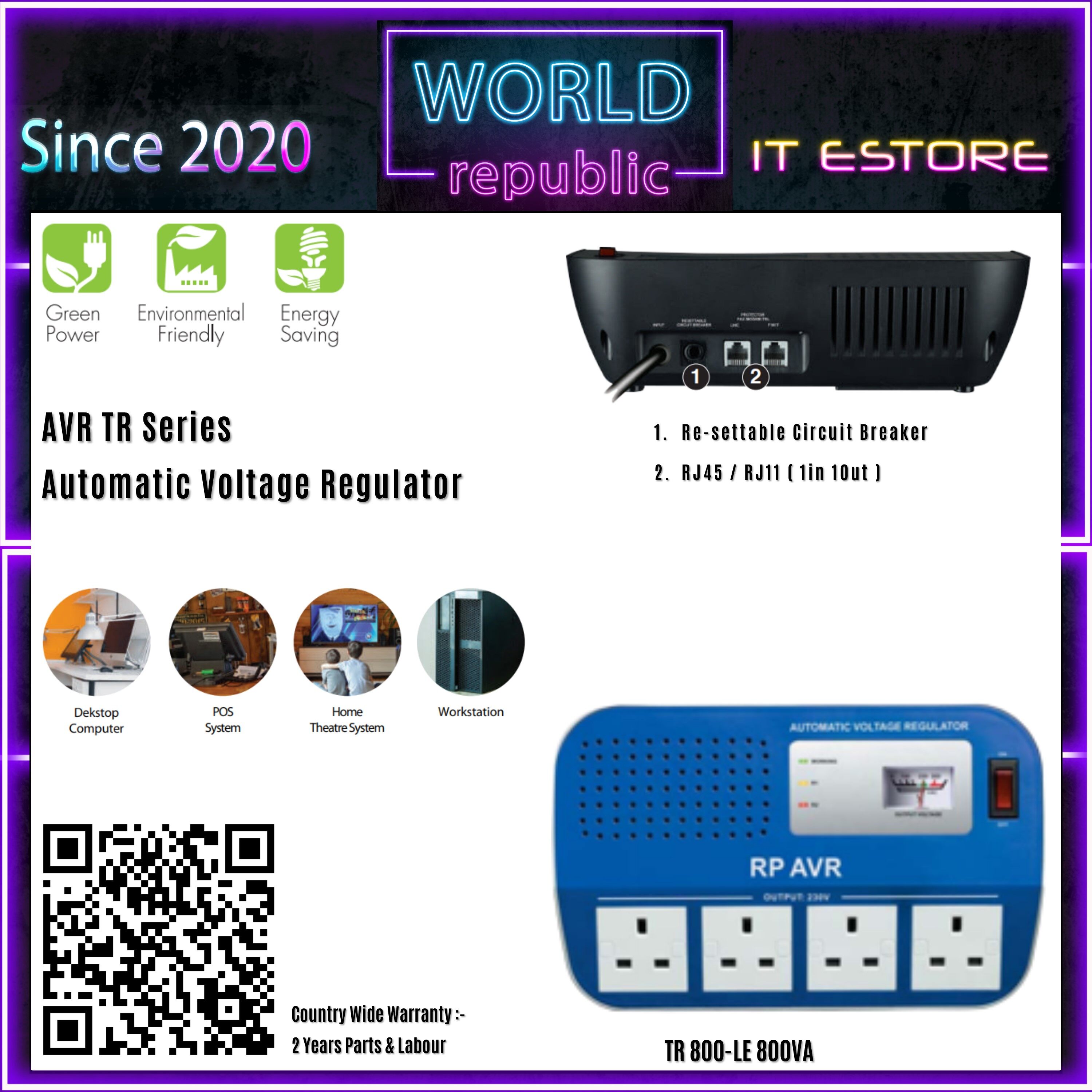 Right Power AVR 800VA TR800LE TR800-LE TR-800LE TR-800-LE / 1000VA ...