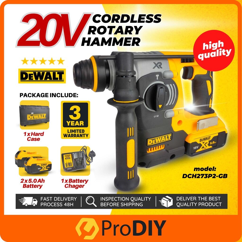 DEWALT DCH273P2-GB 20V Cordless Rotary Hammer Brushless Cordless SDS ...