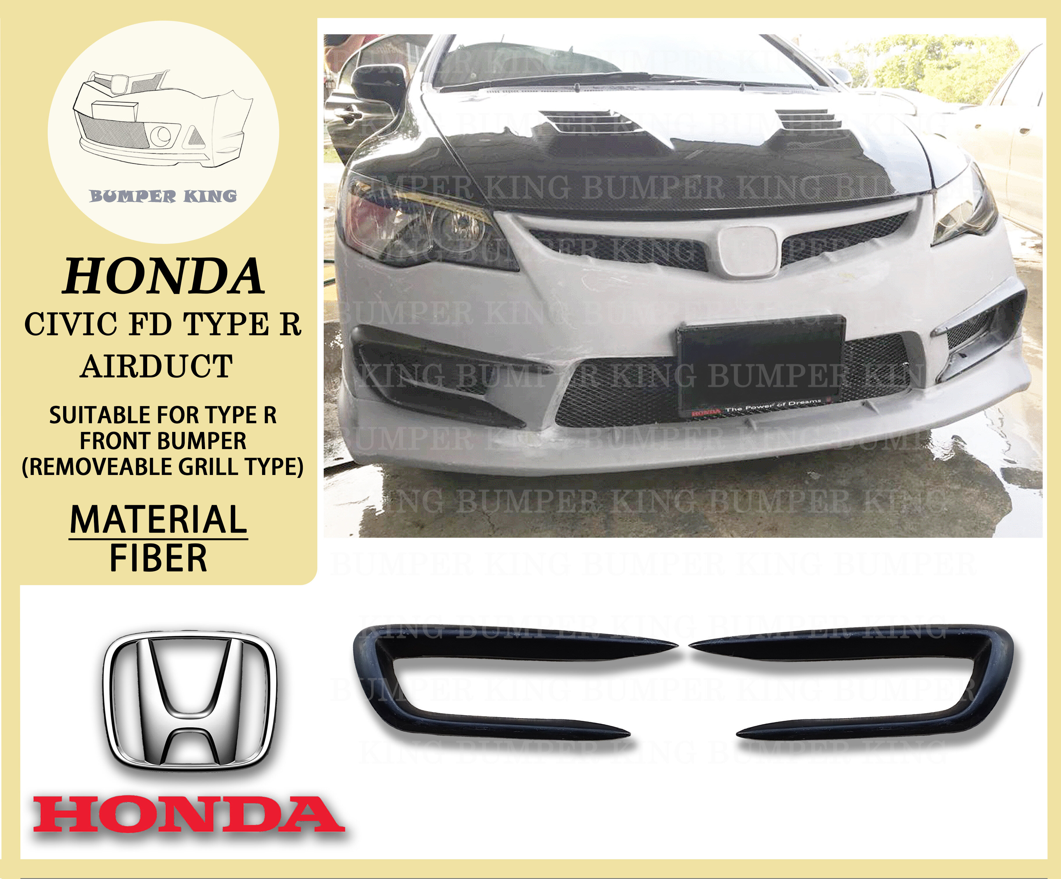 HONDA CIVIC FD TYPE R FRONT BUMPER AIRDUCT FOR TYPE R FRONT BUMPER ...