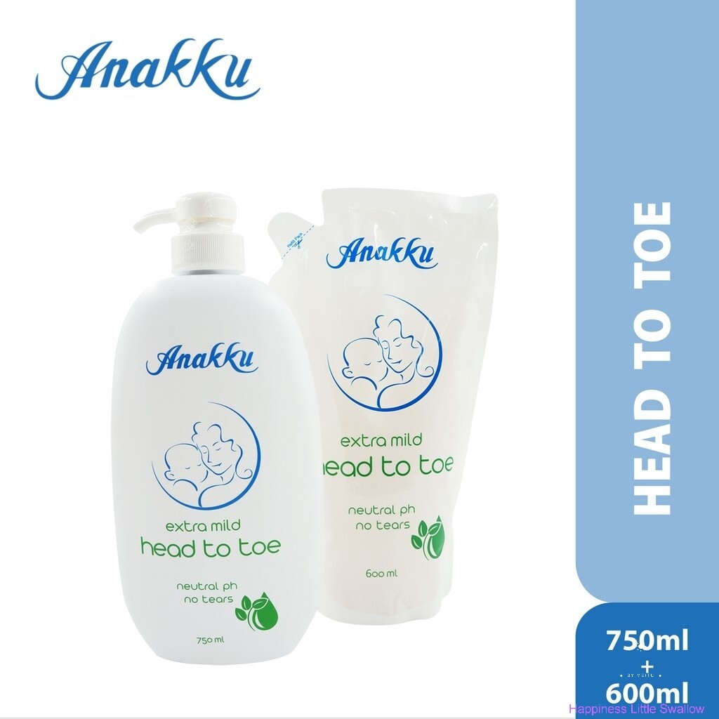 Anakku Baby Extra Mild HEAD TO TOE Value Set 750ml+600ml Refill Pack ...