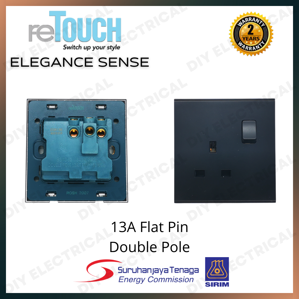 [MATTE BLACK] reTouch Elegance Sense Wall Switch Socket Outlet Plug 13A ...