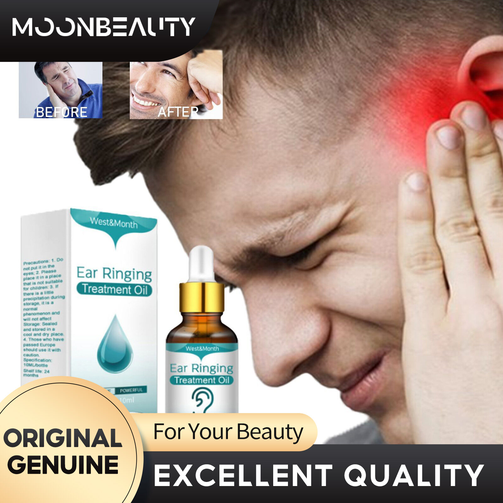 West&Month Ear Ringing Treatment Fluid Relieving Tinnitus Itching Nasal ...