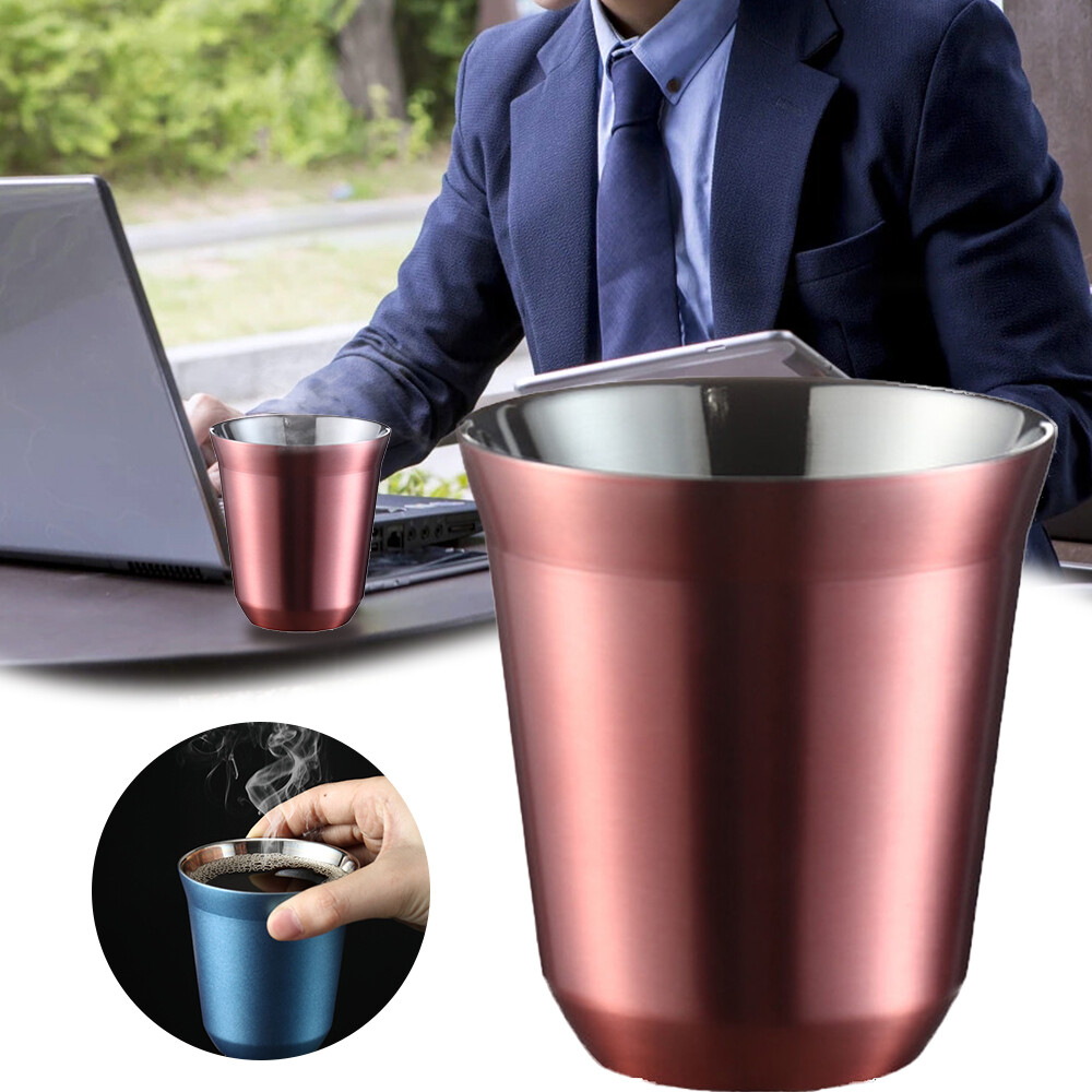 80ML Espresso Coffee Cup 304 Double Wall Layer Insulated Stainless ...