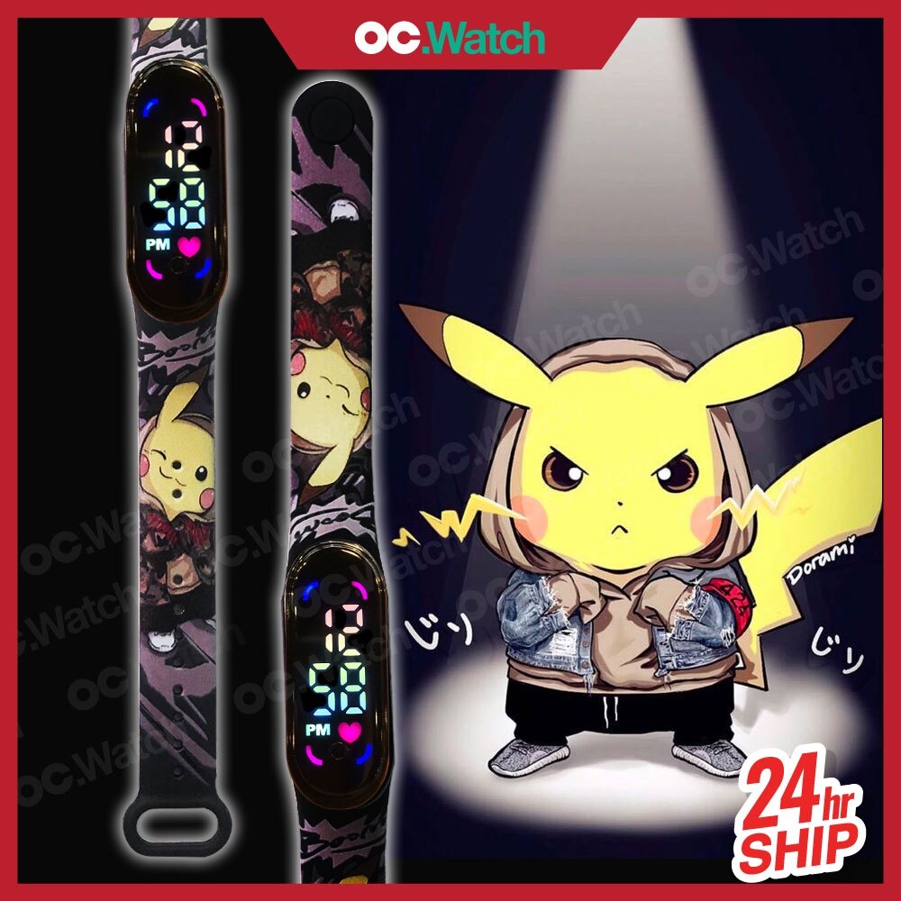 Anime Digital Watch One Piece Tanjirou Nezuko Pikachu Digital Watch Men ...