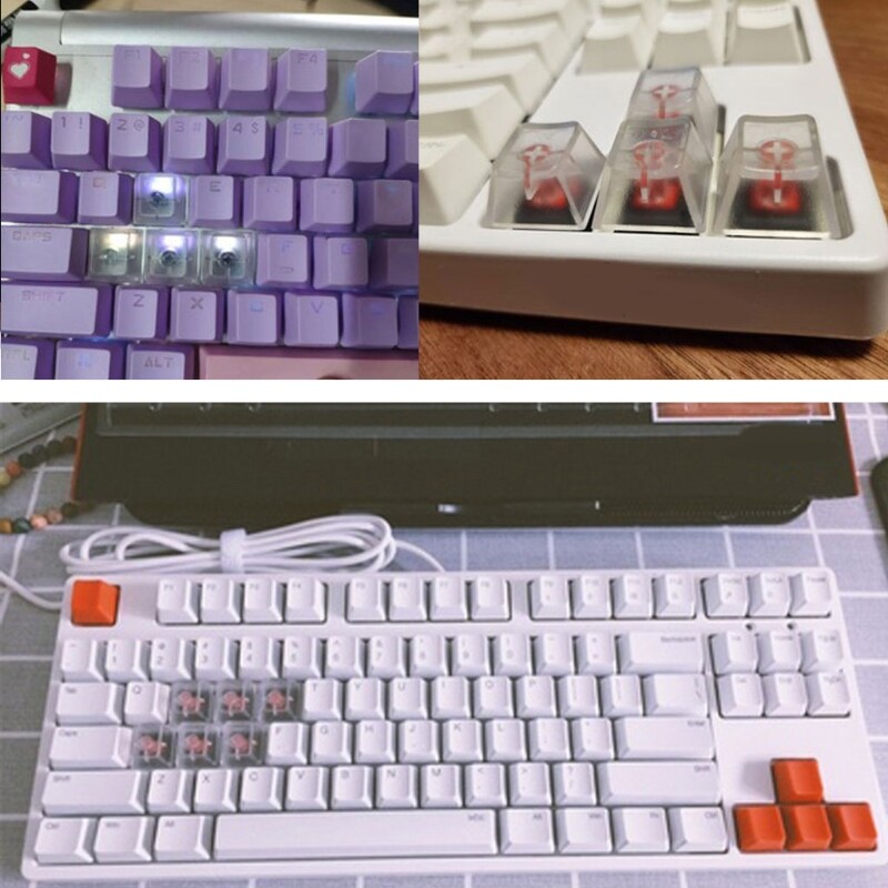 10Pcs โปร่งใส ABS Keycaps คีย์บอร์ดแบบกลไก Matte Backlit ตัวครอบปุ่ม ...