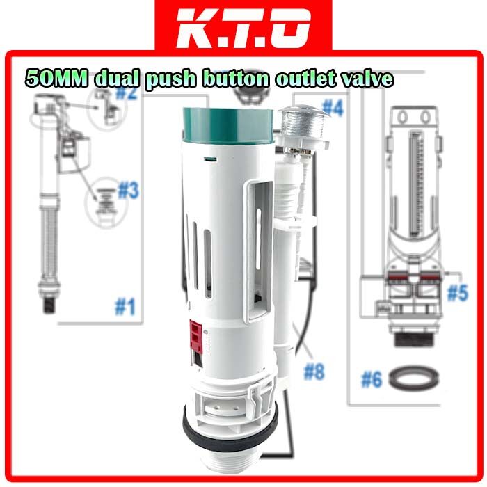 Vinyl Push Button Outlet Valve Single/ Dual Chrome Push Button 40mm ...