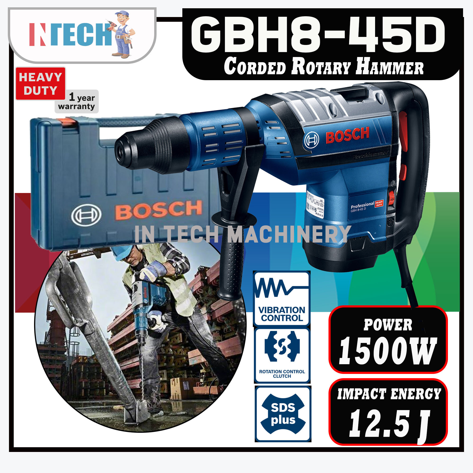 BOSCH GBH8-45D / GBH845D ROTARY HAMMER WITH SDS-MAX | Lazada