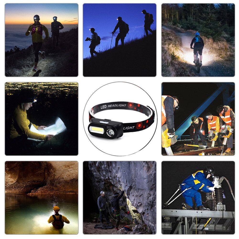 5210A กลางแจ้ง ตั้งแคมป์ สว่างสุดๆ ตกปลา USB ชาร์จได้ ไฟหน้า cob ไฟหน้า LED ไฟฉายคาดหัว ไฟตกปลา ...