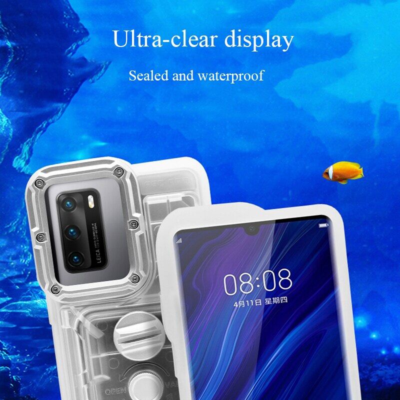 เคสโทรศัพท์กันน้ำสำหรับดำน้ำลึก P20 P30 P40 Pro,เคส TPU ลอยน้ำได้ใส่ว่ายน้ำใต้น้ำว่ายน้ำได้ IP68 ...