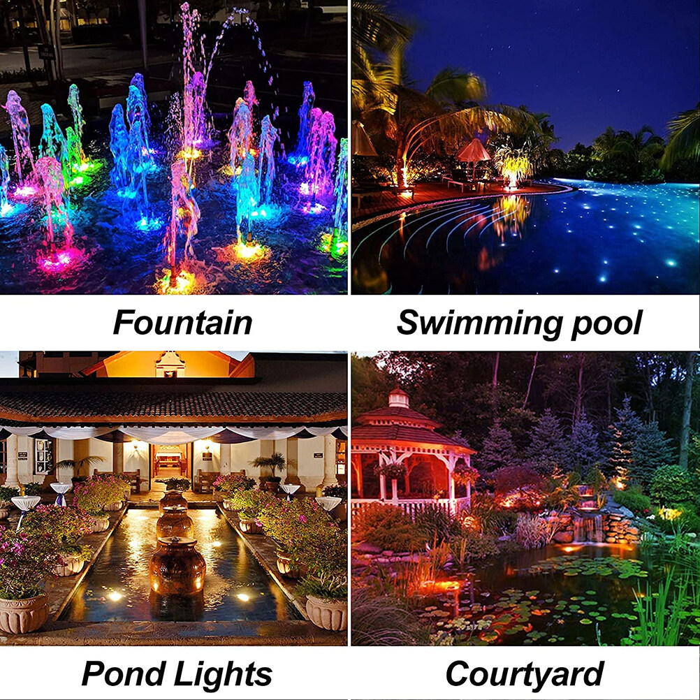 Solar Powered Pond Lights Solar Underwater Pond Lights IP68 Waterproof Submersible LED Lights ...