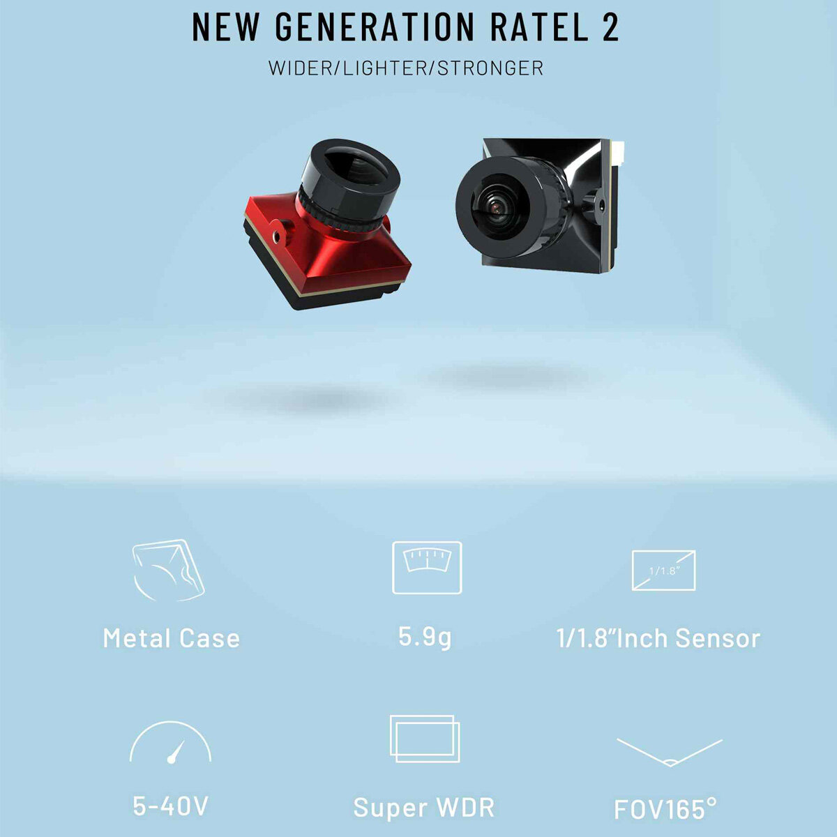 Caddx Ratel 2 1/1.8'' Starlight 1200TVL 2.1mm Lens FOV 165° NTSC/PAL 16 ...