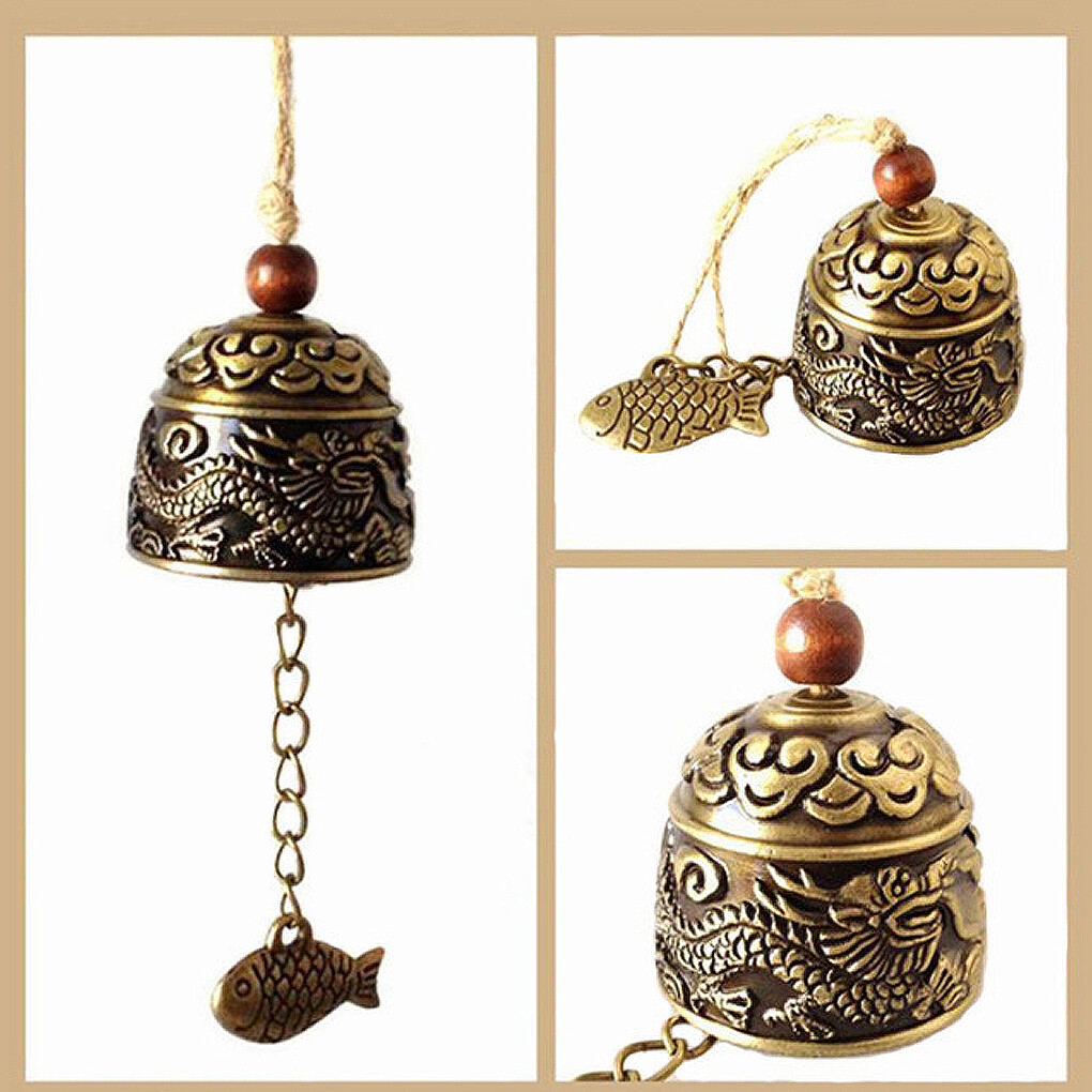 Chinese Dragon/Fish Pattern Hanging Car Wind Chime Fortune Zinc Alloy ...