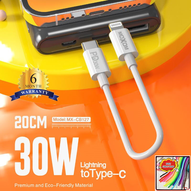 MOXOM MX-CB127 20CM 30W PD Type-C to Lightning Data Cable | Lazada