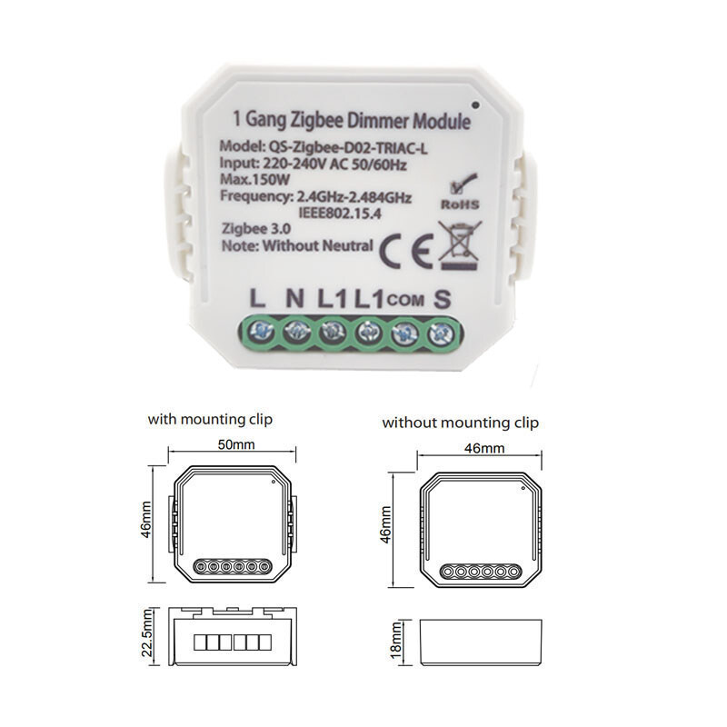 1 Gang Zigbee โมดูลหรี่ไฟ Tuya สมาร์ทสวิตช์หรี่ Wifi ไม่มีรีเลย์บ้าน ...