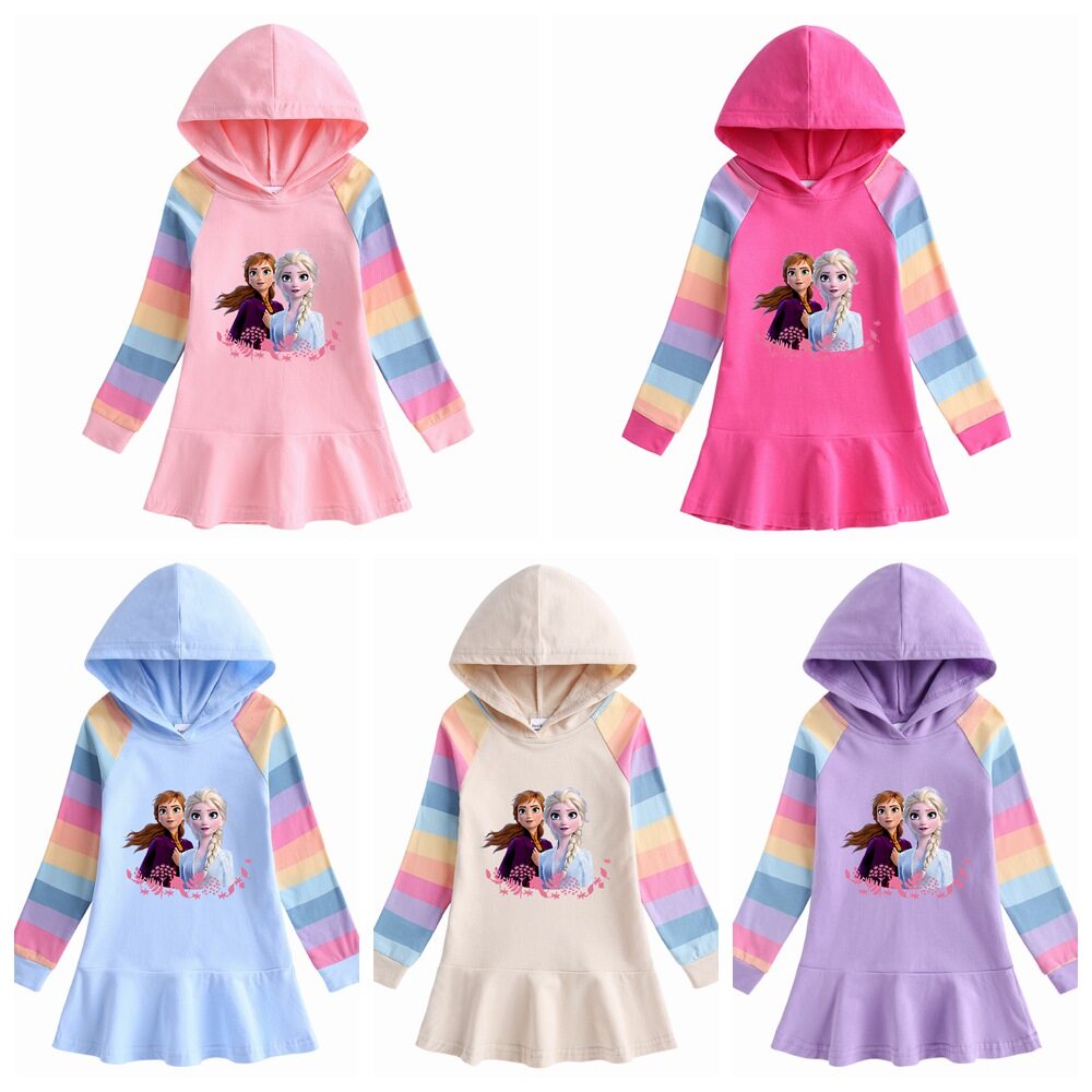 YIYANG BABY Fashion New Elsa Dress Frozen 2 Kids Clothes Girls Hooded ...