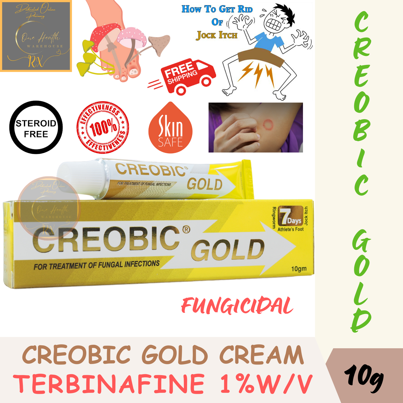 Creobic Gold Cream 20g - Antifungal, Ringworm, Jock Itch (Kulat, Makan ...