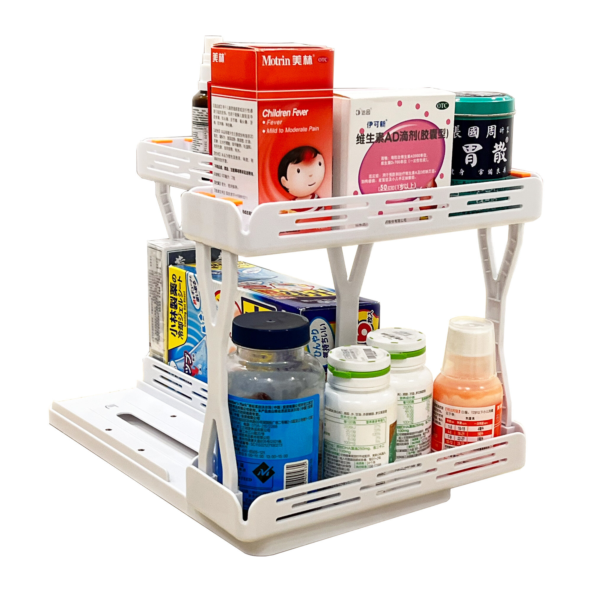 2 Tiers Spice Organizer for Cabinet Pull Out & 90 Degree Rotation ...