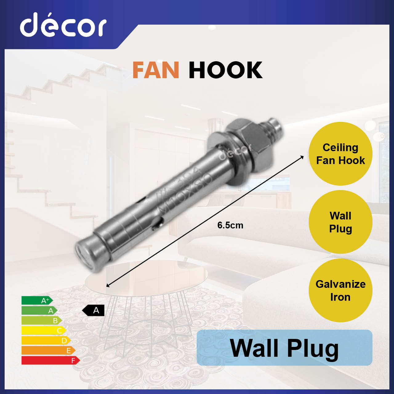 Fan Hook 122 / 123 / BN / Wall Plug Hook Ceiling Fan Hook Kipas Siling ...