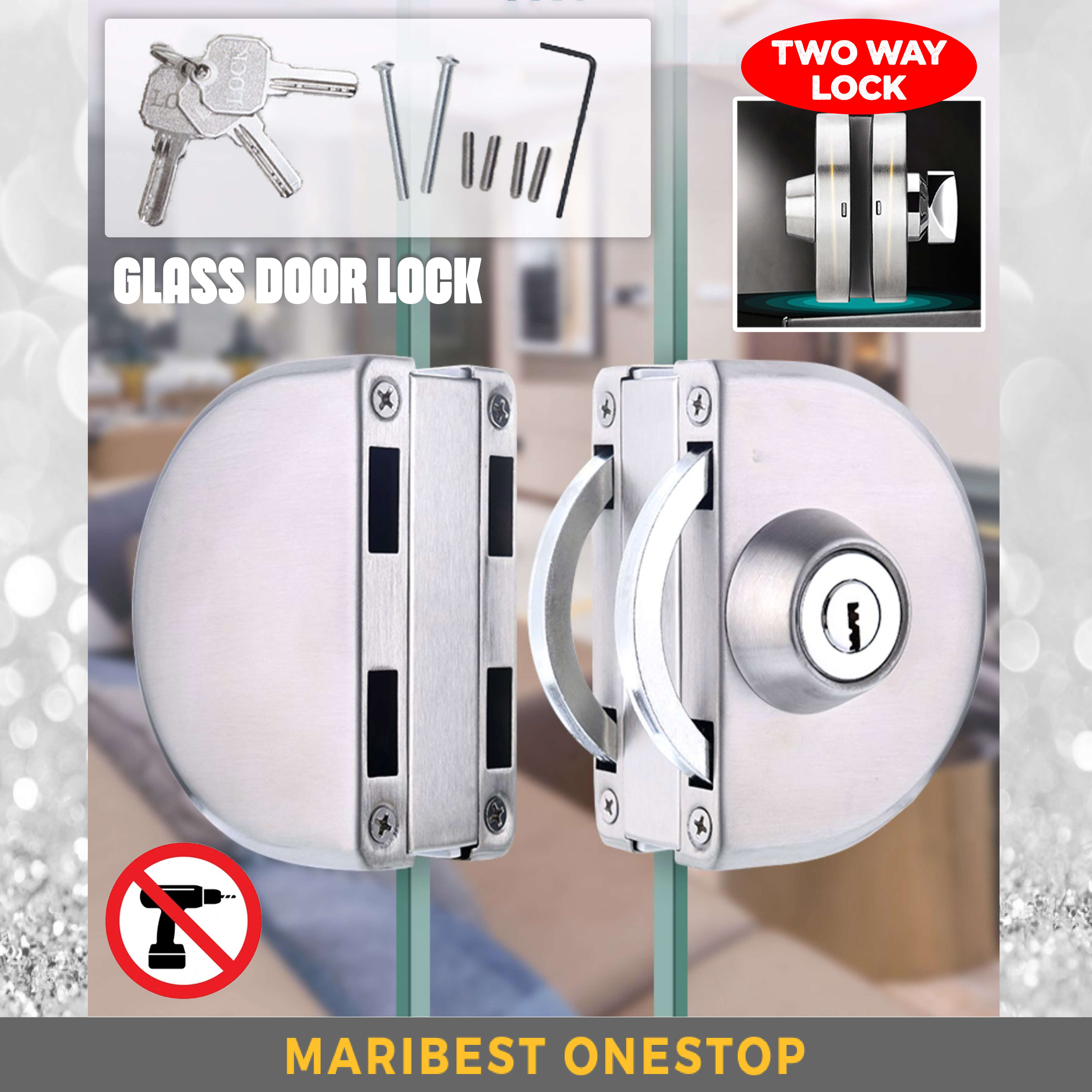 Glass Door Lock With Key Tempered Glass Lockset Office Glass Door Lock ...
