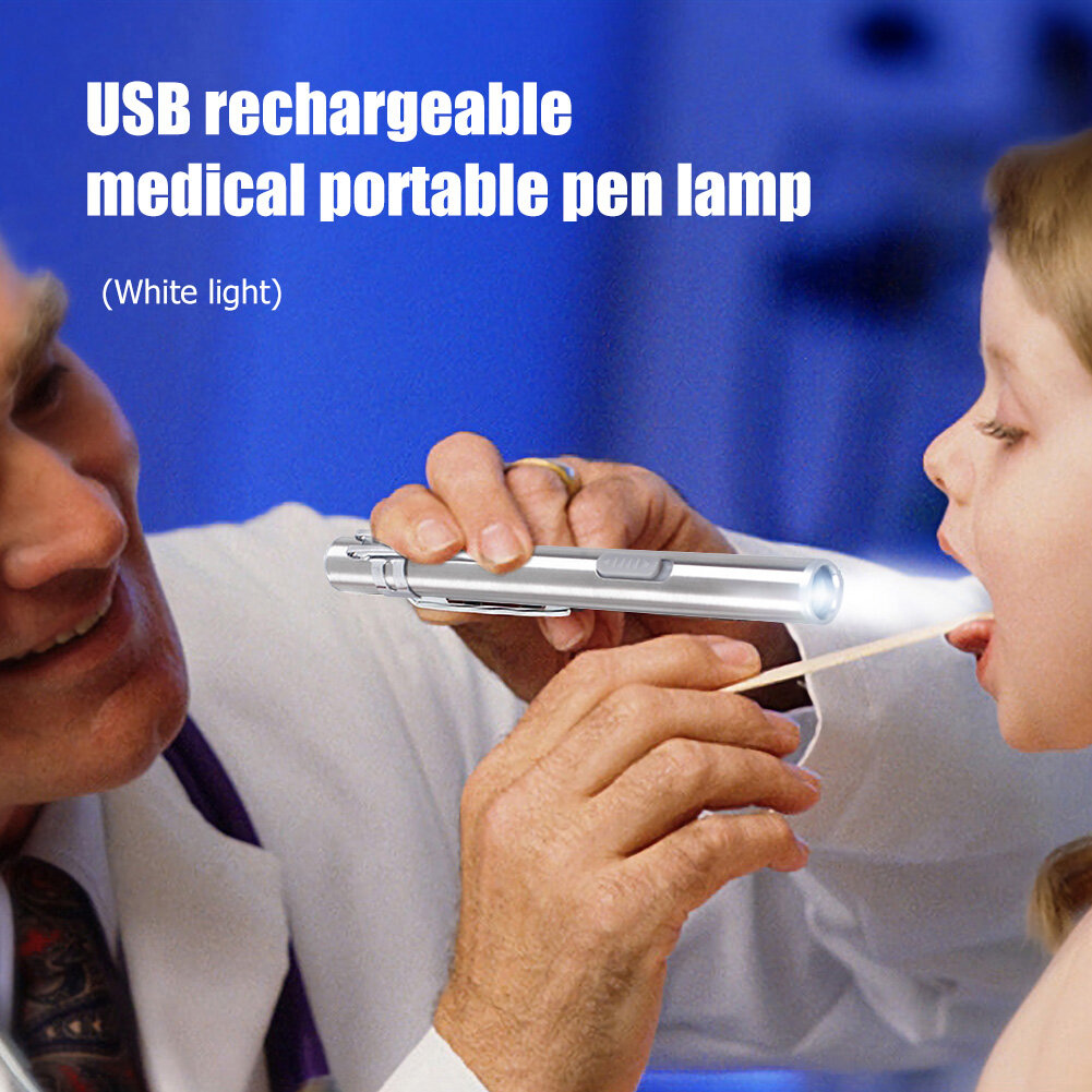 (Ready) USB Charging LED Flashlight Medical Handy Pen Light Mini Clip ...