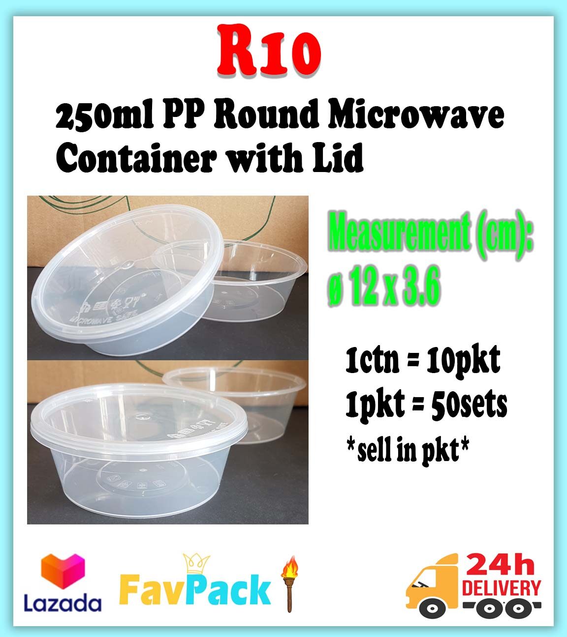 R10 (TEKA) 250ml PP Round Container with Lid / Disposable Plastic Round ...