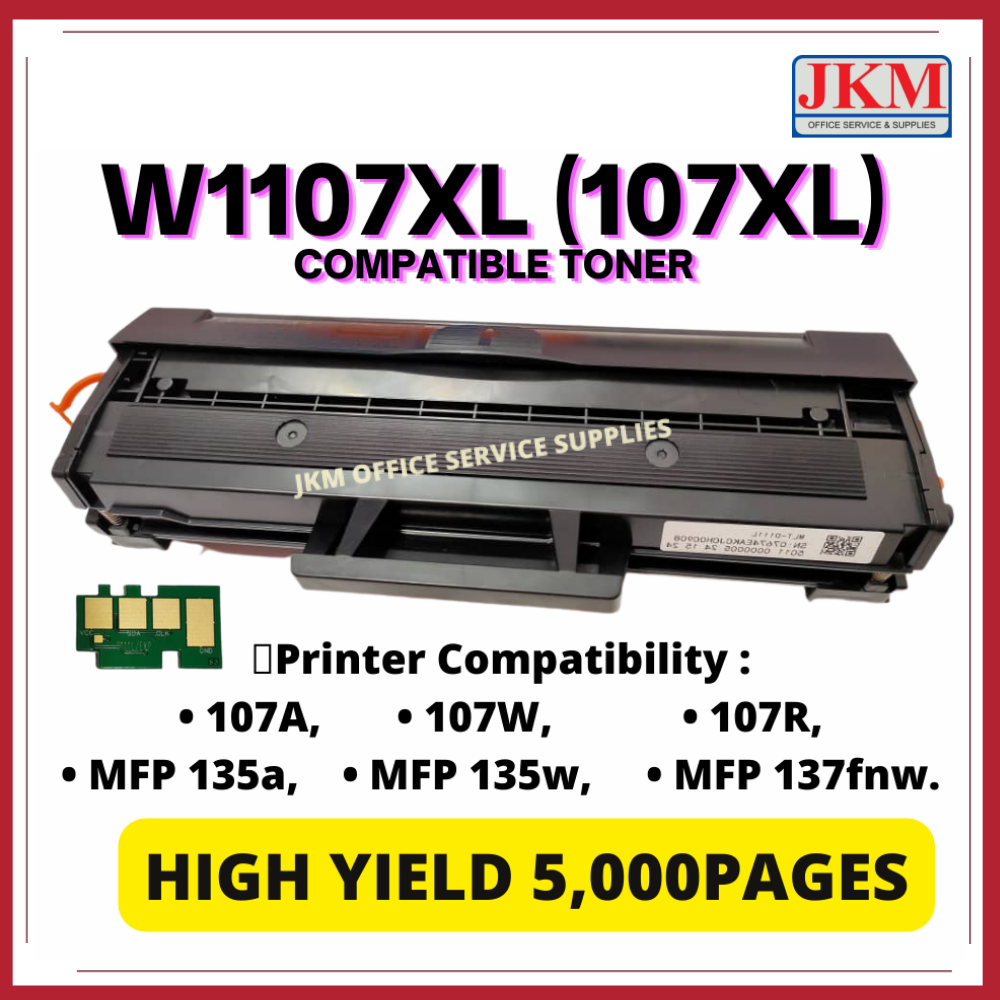 5000pages HIGH YIELD Toner Compatible to HP W1107A HP107A W1107X ...