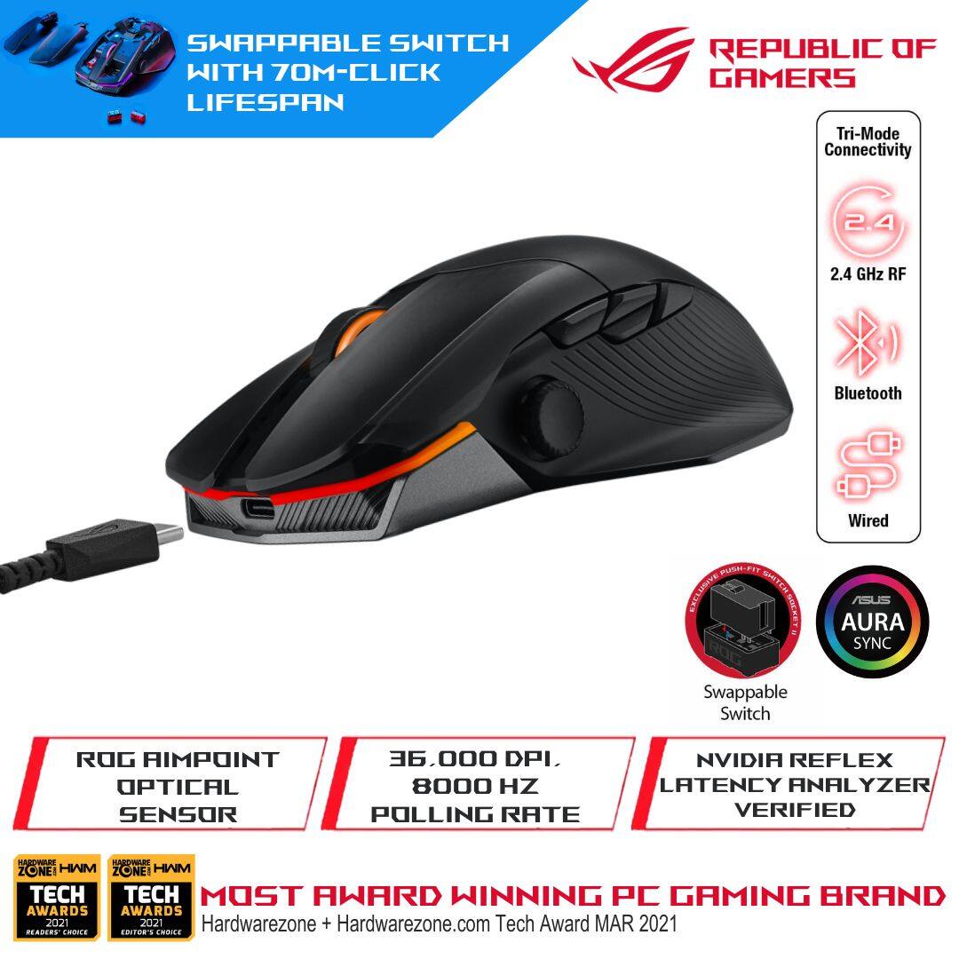 Asus ROG Chakram X (P708) wireless RGB gaming mouse with optical sensor ...