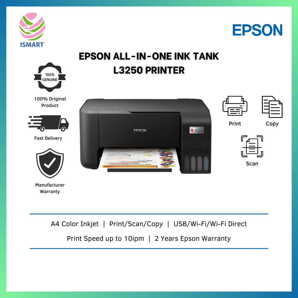 Epson Printer EcoTank L3250 A4 Wi-Fi All-in-One Ink Tank | Lazada