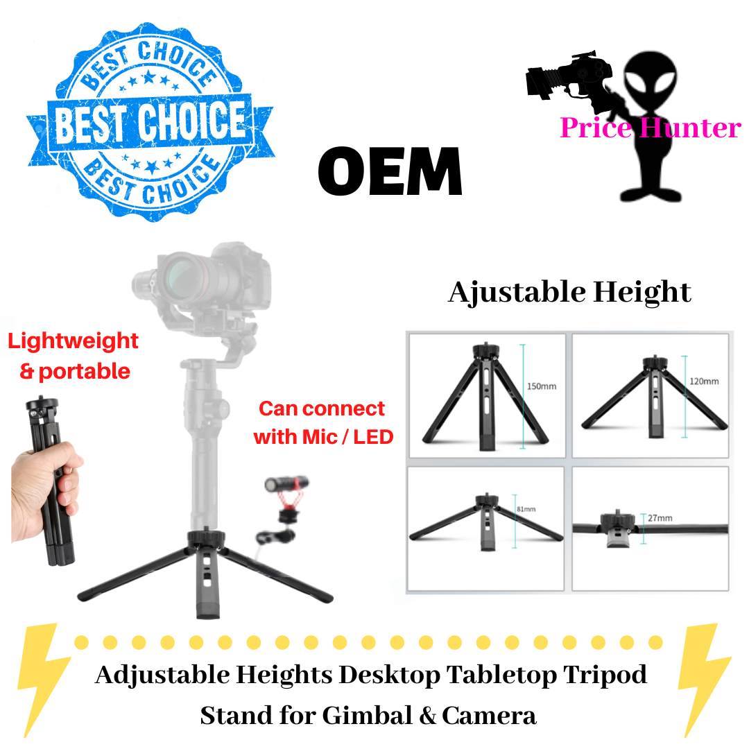 Adjustable Heights Desktop Tabletop Tripod Stand for Gimbal & Camera ...