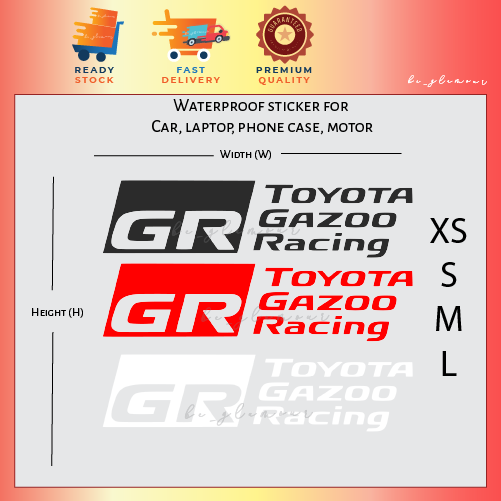 Toyota Gazoo Racing Sticker GR stiker waterproof pantulan cahaya Car ...