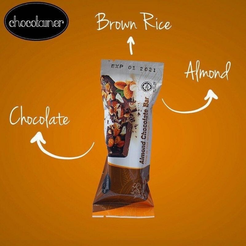 Chocotainer Chocolate Almond Energy Bar Chocolate Bar I No Added Sugar ...