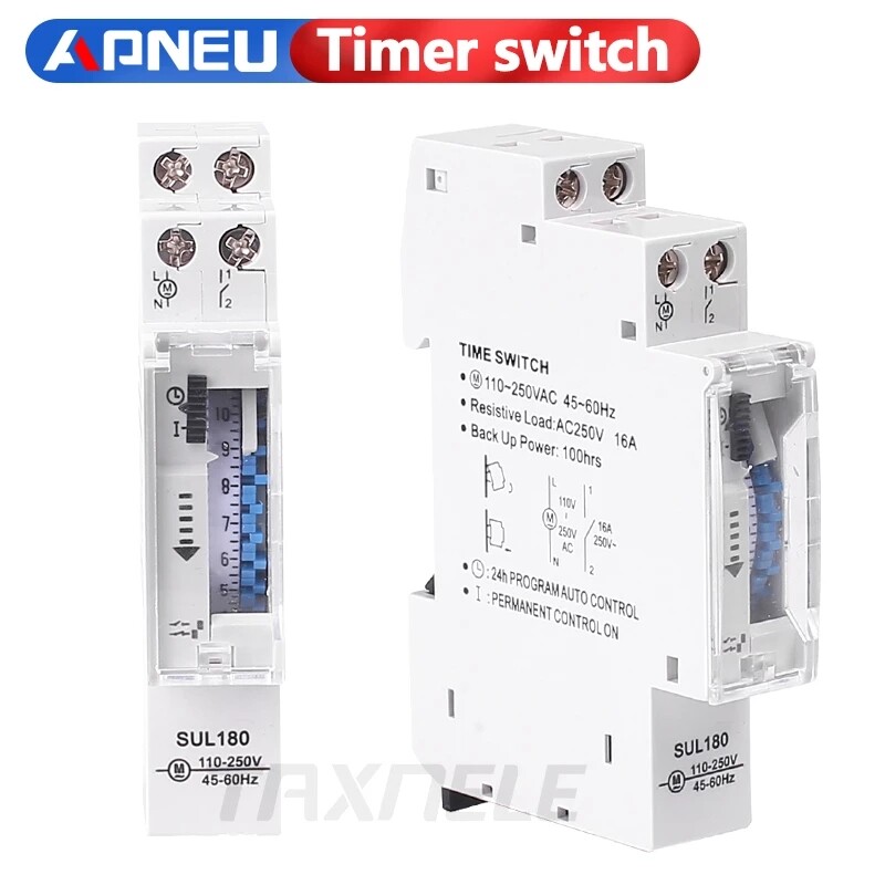DIN Rail SUL180 Time Switch Mechanical Timer Switch 24 Hours Programmable Timer 16A Time Switch ...