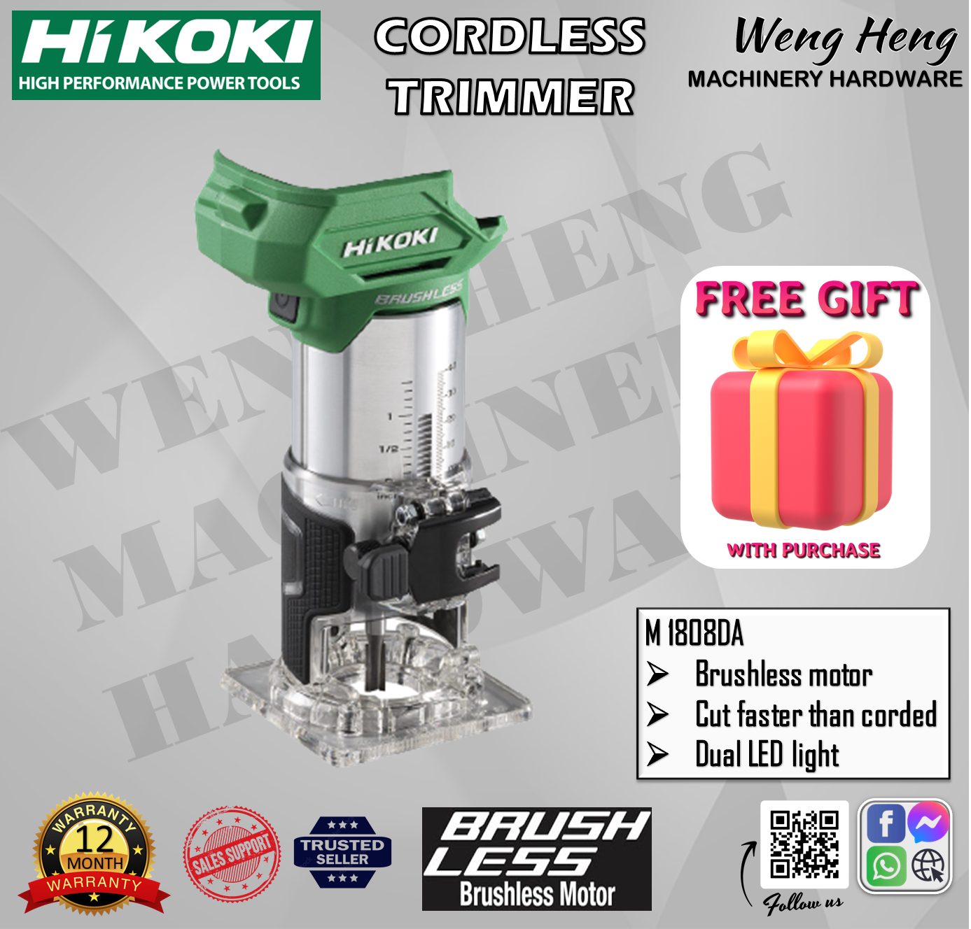 100% Genuine Hitachi/ Hikoki 18 V series Brushless Cordless Trimmer ...