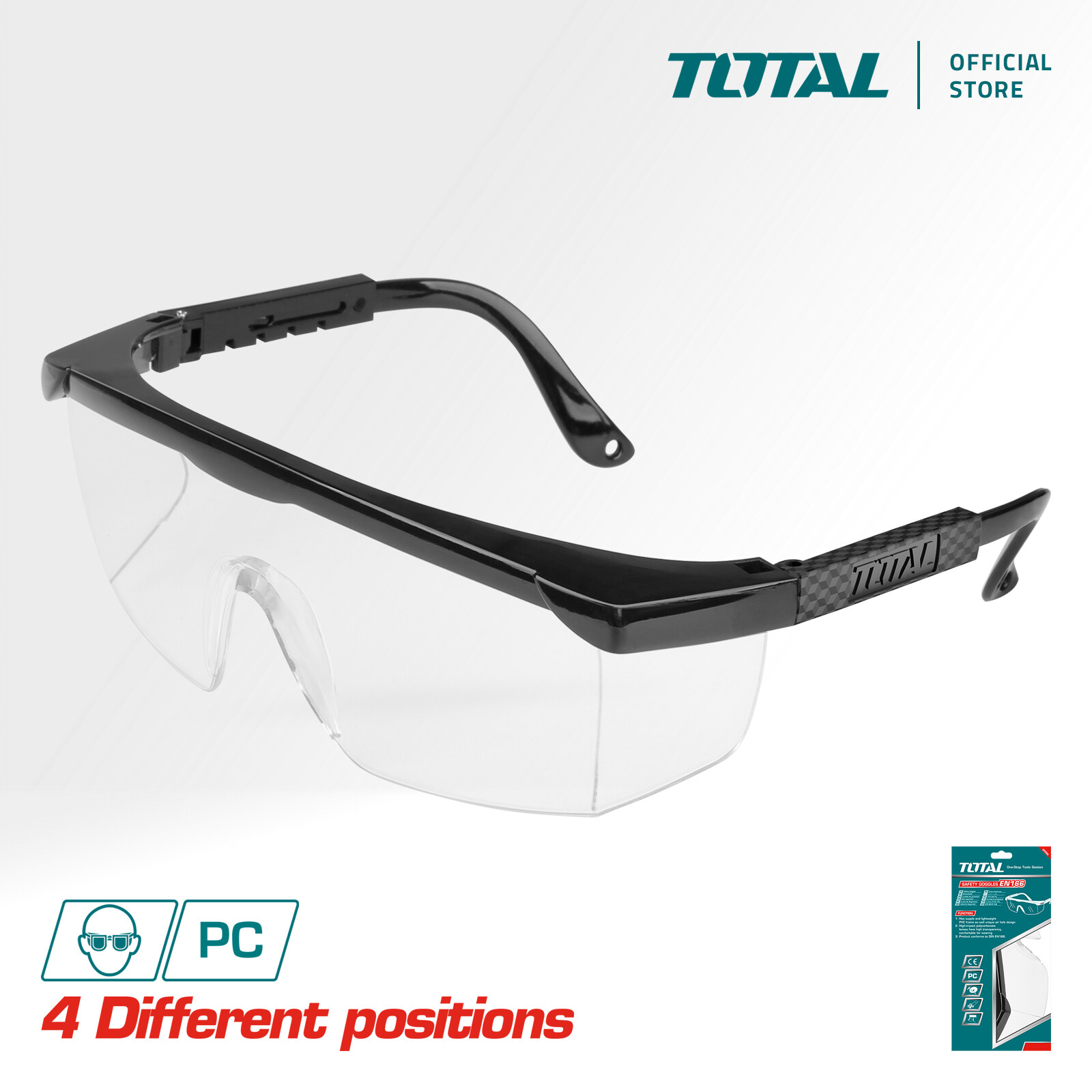 TOTAL Safety Goggles , w/ Adjustable Temples Length, Material ...