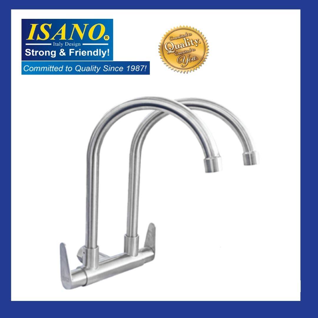 ISANO 1100TS Double Kitchen Sink Faucet Stainless Steel SUS 304 WALL ...