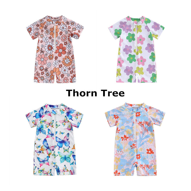 Thorn Tree Baby Girl Swimwear Summer Floral Print Short Sleeves ...