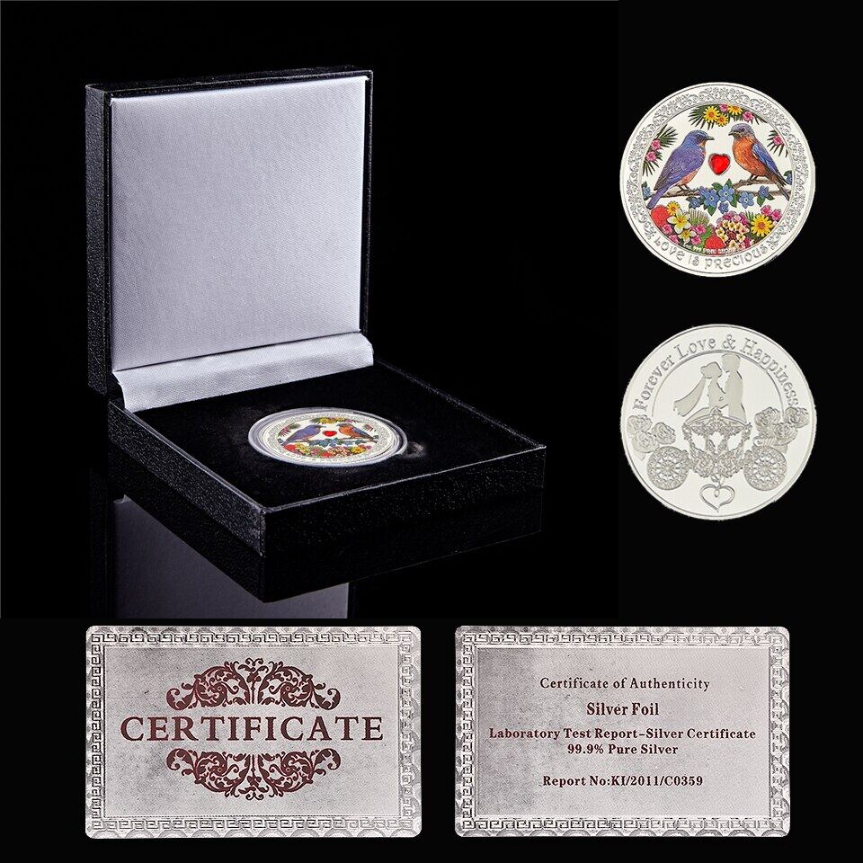 Love Bird 1OZ Fine Silver Plated Coin Love Is Precious An Affectionate ...