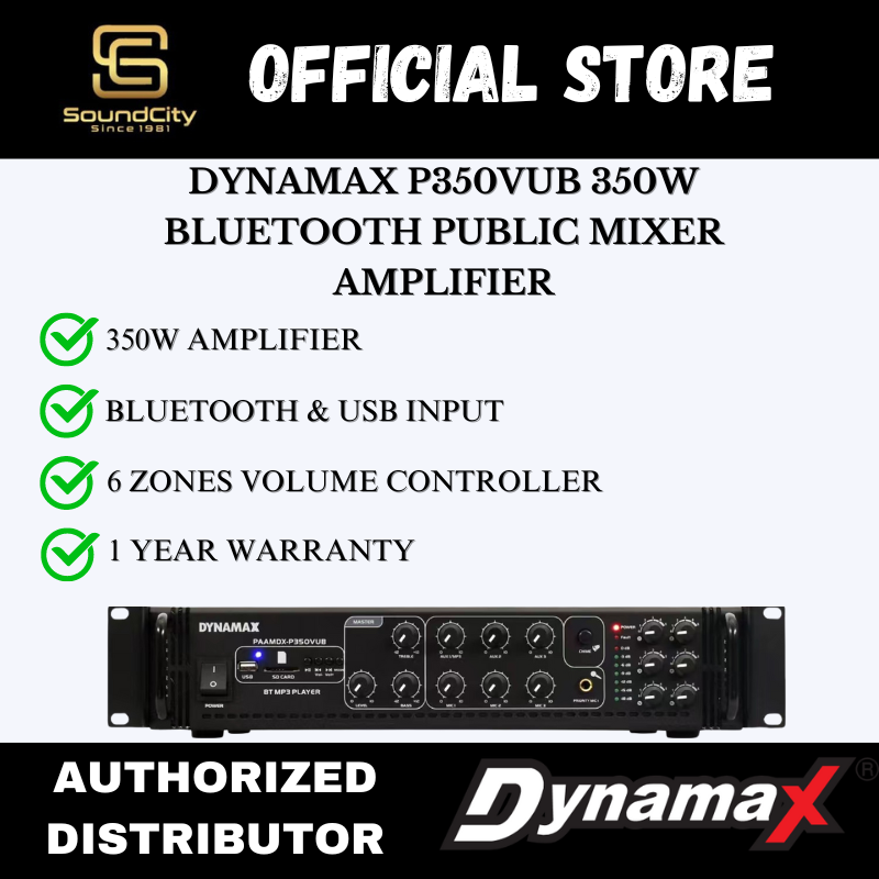 DYNAMAX P350VUB 350W Bluetooth Public Mixer Amplifier | Lazada